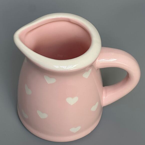Kitchen | Terramoto Ceramic Pink White Hearts Pitcher | Poshmark